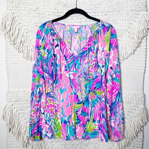 Lilly Pulitzer | Tops | Lilly Pulitzer Pink Multi Gumbo Limbo Long ...